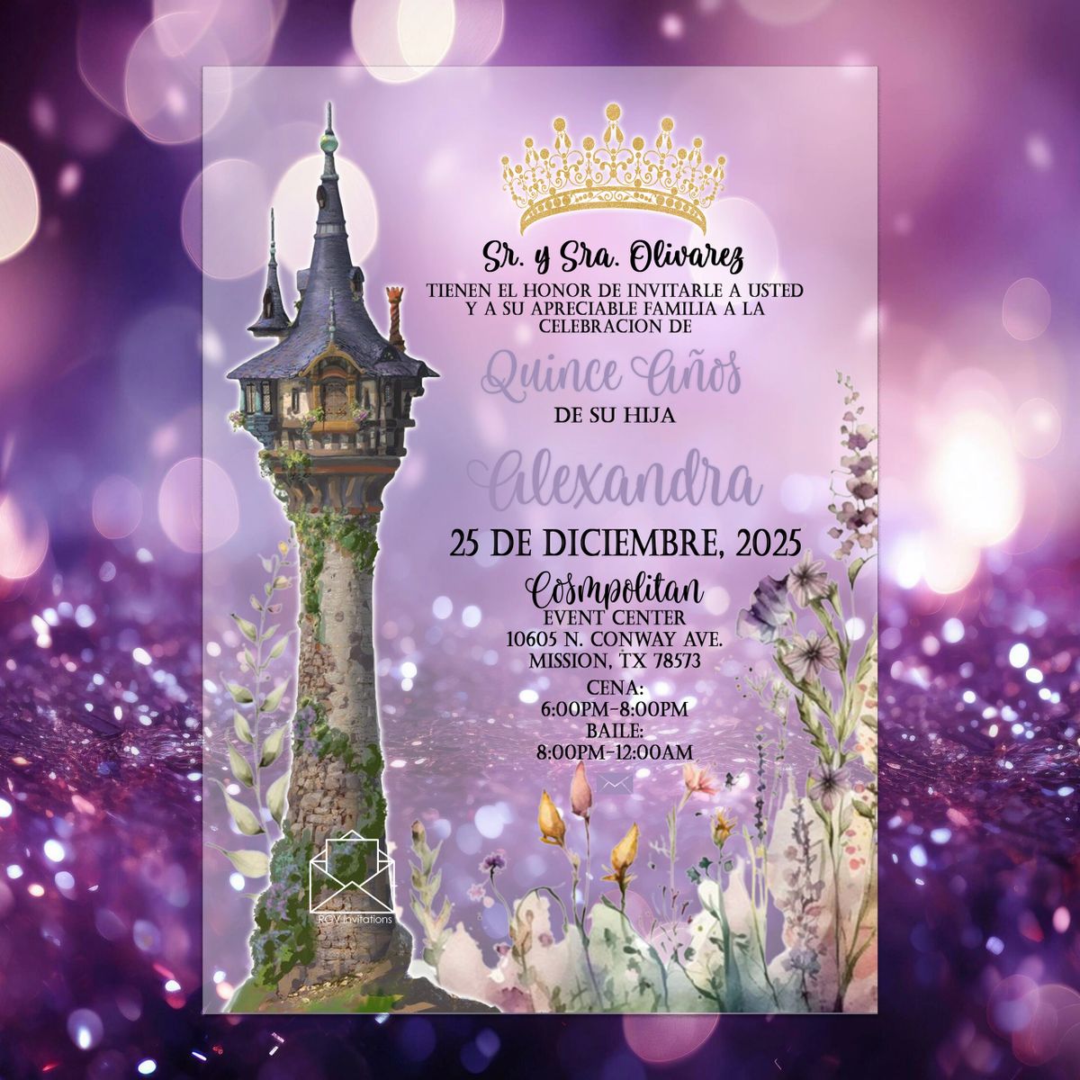 Tangled Acrylic Quinceañera Invitation